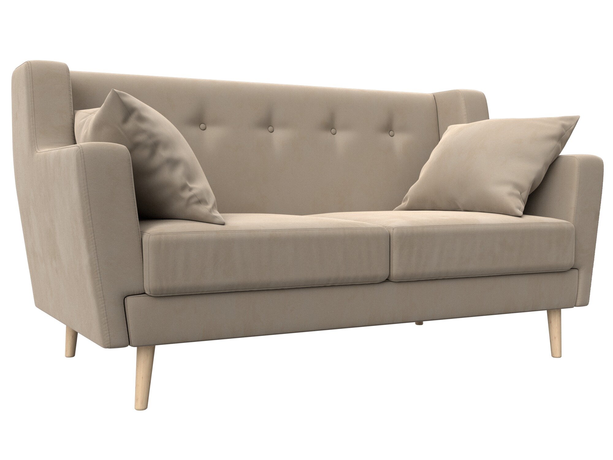 Диван кухонный прямой Брайтон 2, велюр, механизм нераскладной, бежевый, 139x77x85см. Хит Диванов