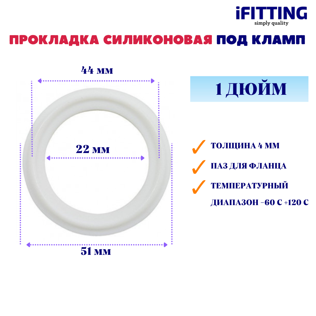 Прокладка силиконовая под кламп 1 дюйм Уплотнение CLAMP DN 25