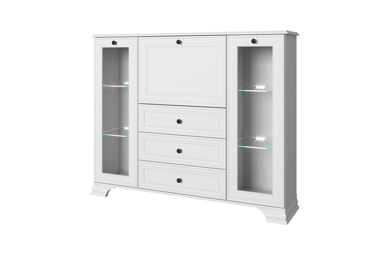 Тумба Anrex Тиффани / Tiffany 2V1D3S белый, 154х37х125.3 см