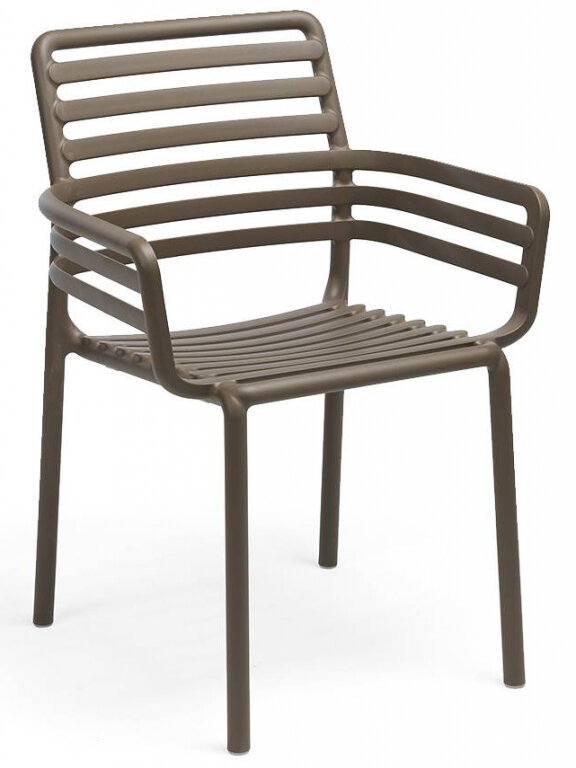 Кресло Doga Nardi серый, пластик, твердое сиденье, с подлокотниками