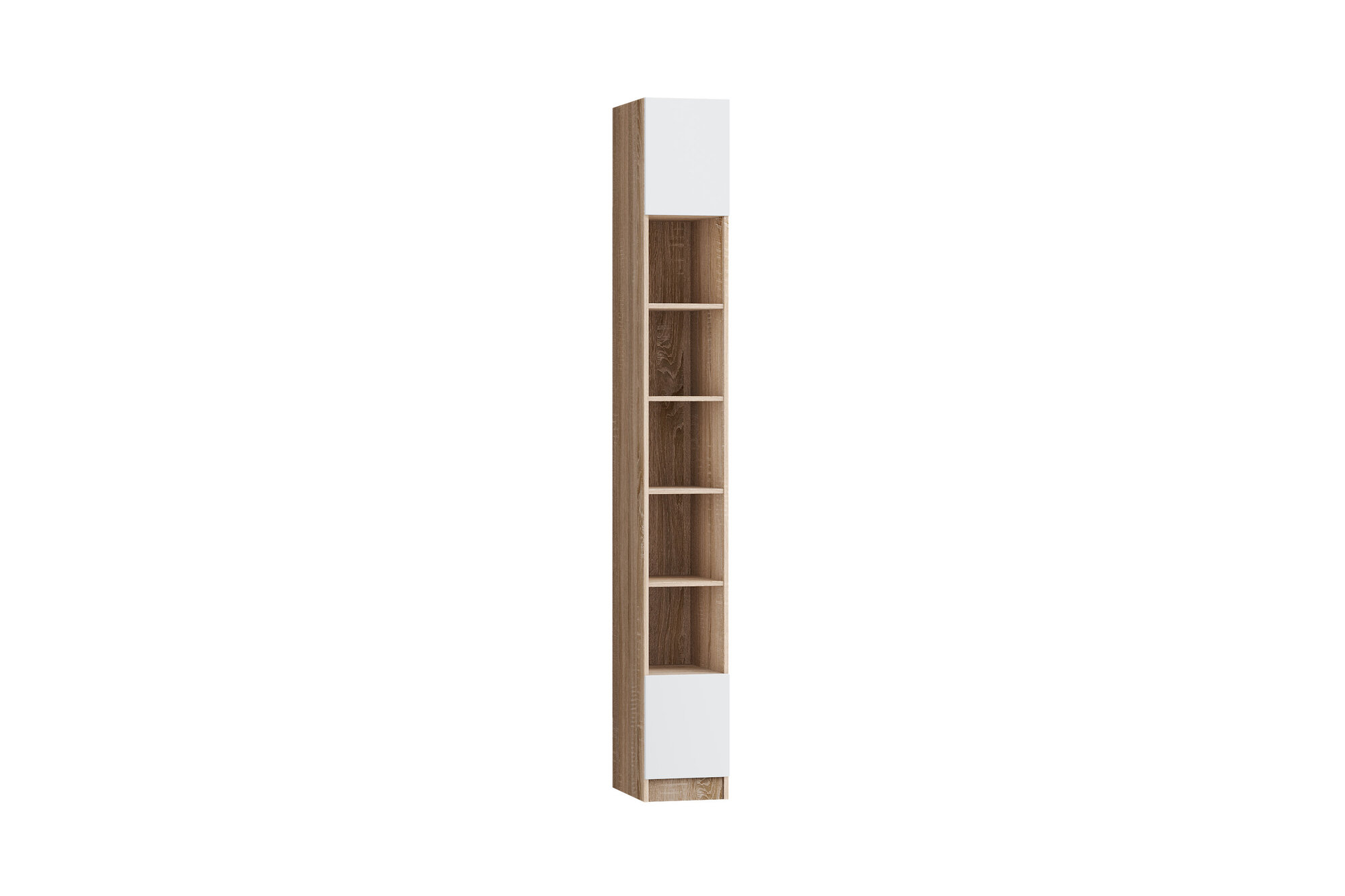 Шкаф пенал, для одежды Арлин, Легкомаркет, открытый, 25х45х220, с полками, дуб сонома и белый