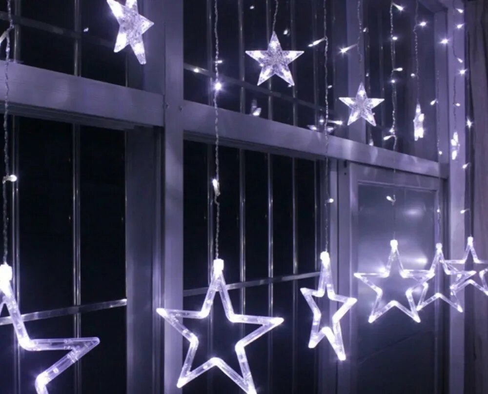 Гирлянда "Занавес Звезды" 3м*1 м холодный белый цвет
