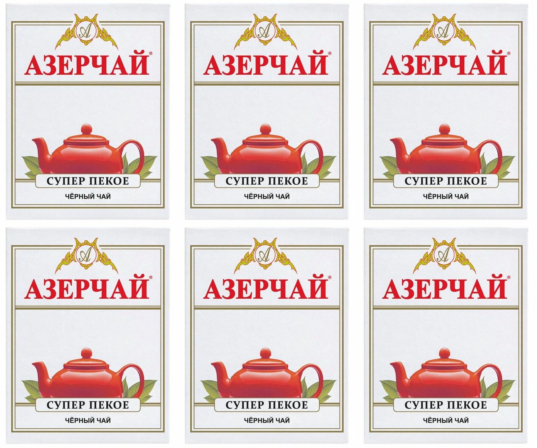 Азерчай Чай черный Super Pekoe, листовой, 100 г, 6 уп