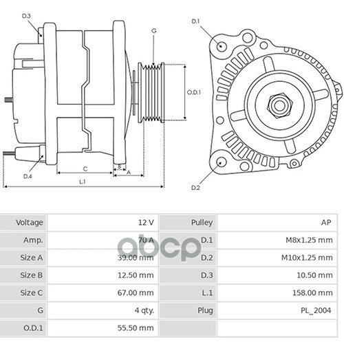 Генератор KIA CERATO, RIO, SEPHIA шт. Zikmar арт. Z28545R