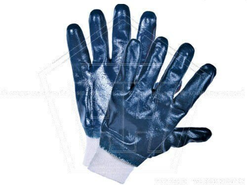 Перчатки х/б (6-и нит, масло/бензо/кислот. стойкость) синие с полным обливом манжет (водонепроницаемы