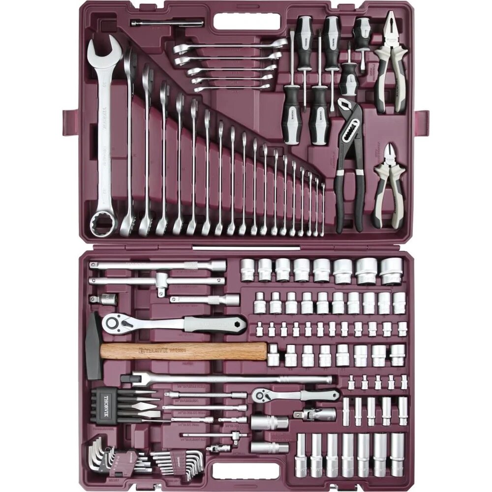 Универсальный набор инструмента THORVIK TS127 1/4", 1/2"DR, 127 предметов 054014