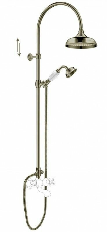 Душевая система KorDi RETRO KD CR1102-2 QT BRONZE ANTIQUE, бронза, без смесителя.