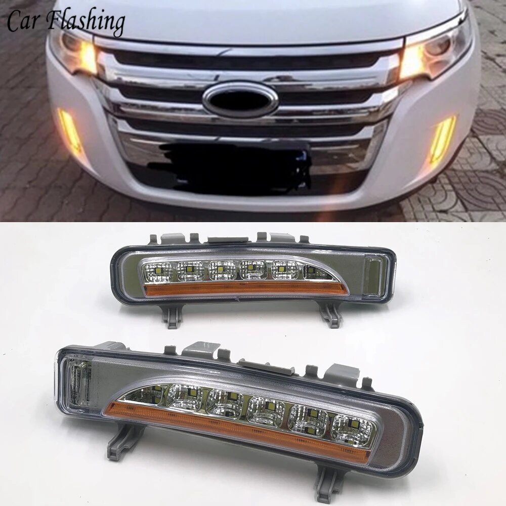 Дневные ходовые огни для Ford Edge 2009 2010 2011 2012 2013 2014 дневного света, дневные ходовые огни с указателем поворота, противотуманная фара, 1 пара