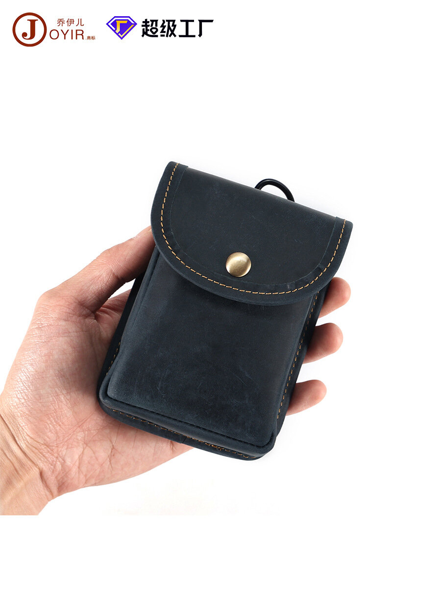 2026 Кожаный кошелек Crazy Horse для монет, поясная сумка для хранения монет, настоящая кожа, мужская сумка, ретро поясная сумка, сумка из Гуанчжоу