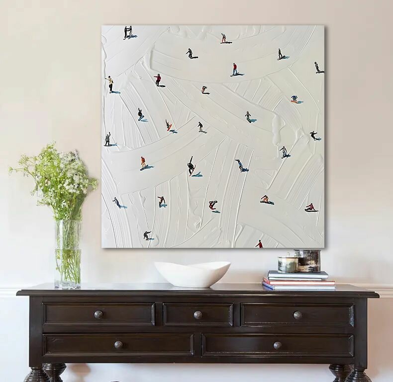 Картина "Сноубордисты", поп-арт, на подрамнике, печать, холст, 40x40 см