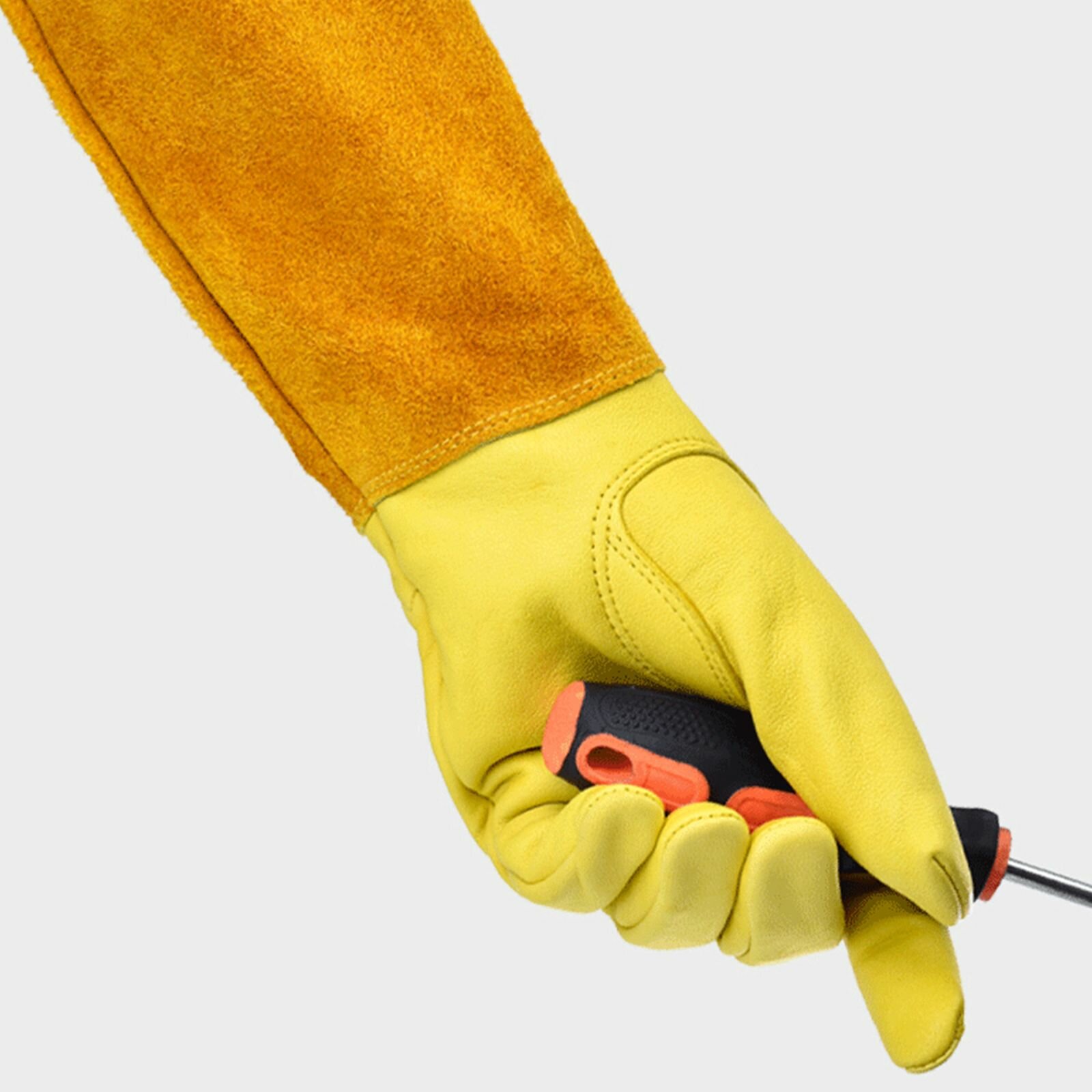 (1 пара) Кожаные садовые перчатки с длинными рукавами, защитные для обрезки роз, размер XL