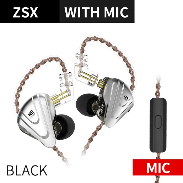 KZ ZSX Black Mic — наушники с микрофоном