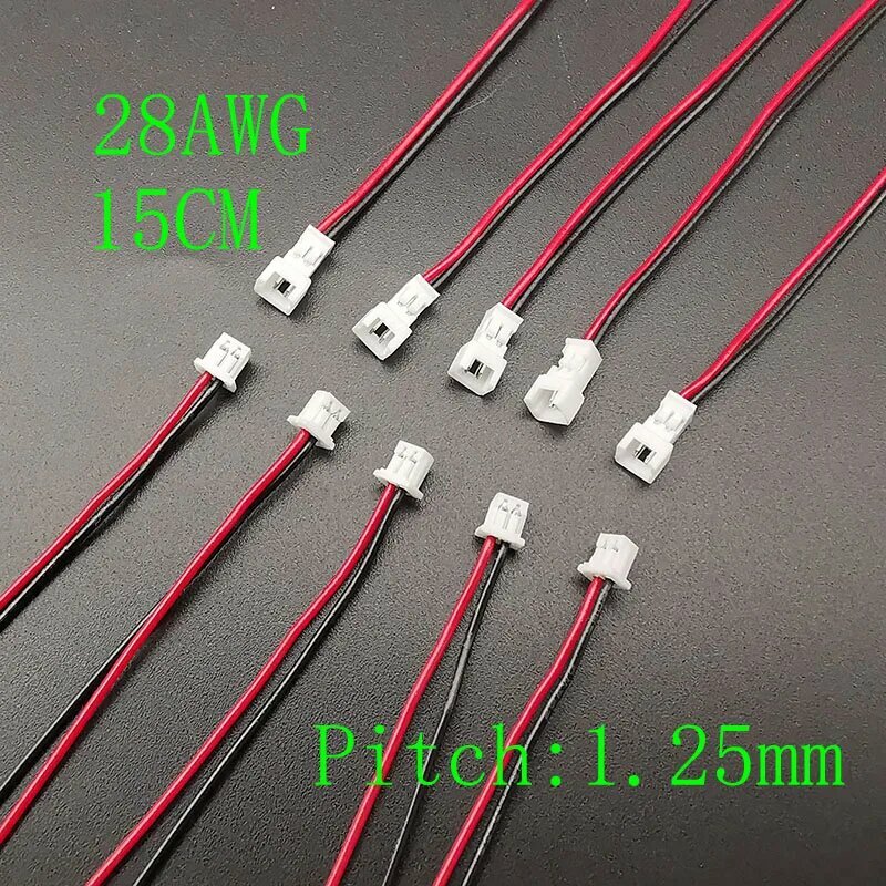 Разъемы Micro JST 1.25 мм/PH 2.0 мм/XH 2.54 мм, 2-контактные, с проводами 10Pairs, Pitch 1.25mm