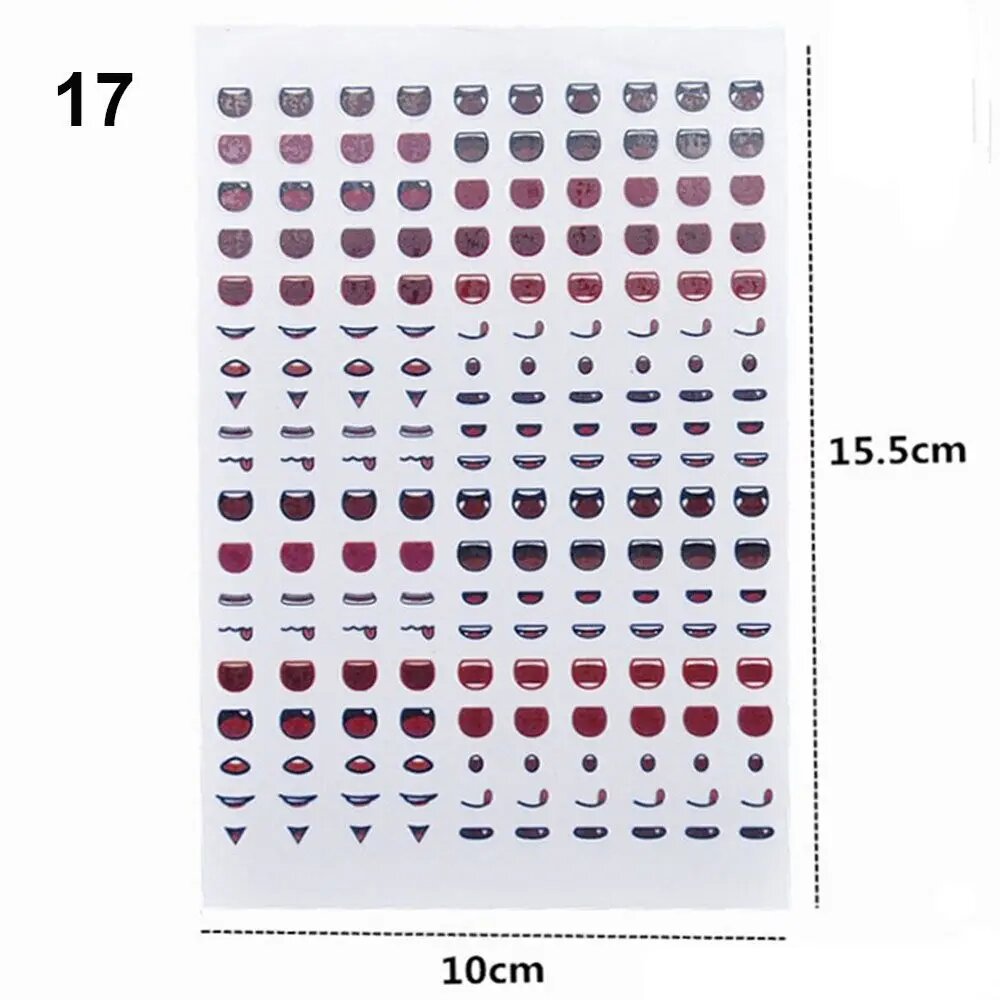 Милые глазки наклейки для кукол Бордовый, 17