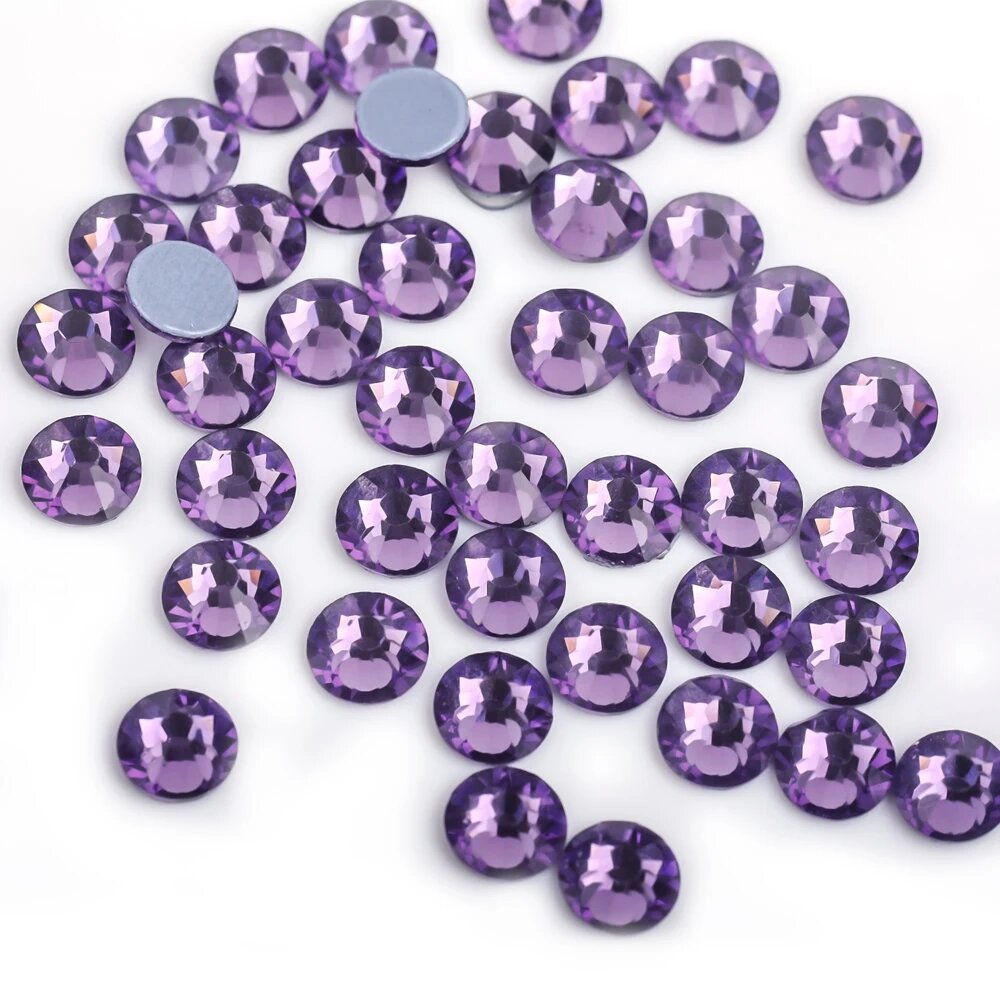 Горячие фиксации стразы хрустальные круглые плоские SS3-SS30 Фиолетовый, mix ss6-ss30 10gram, Violet