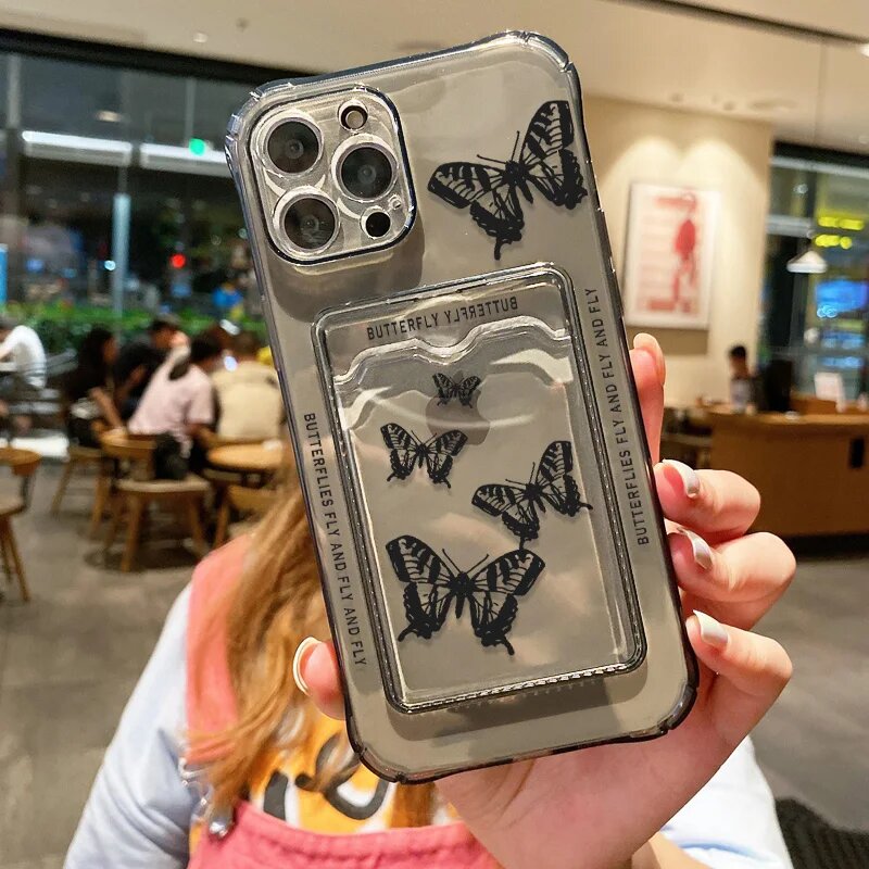 Чехол-кошелек для телефона с держателем для карт для iPhone 11, Clear Black VA14, For iPhone 11