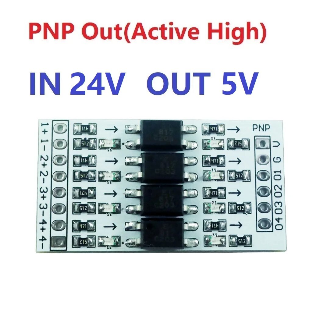 4-канальный модуль преобразования логического уровня eletechsup IN24V OUT5V