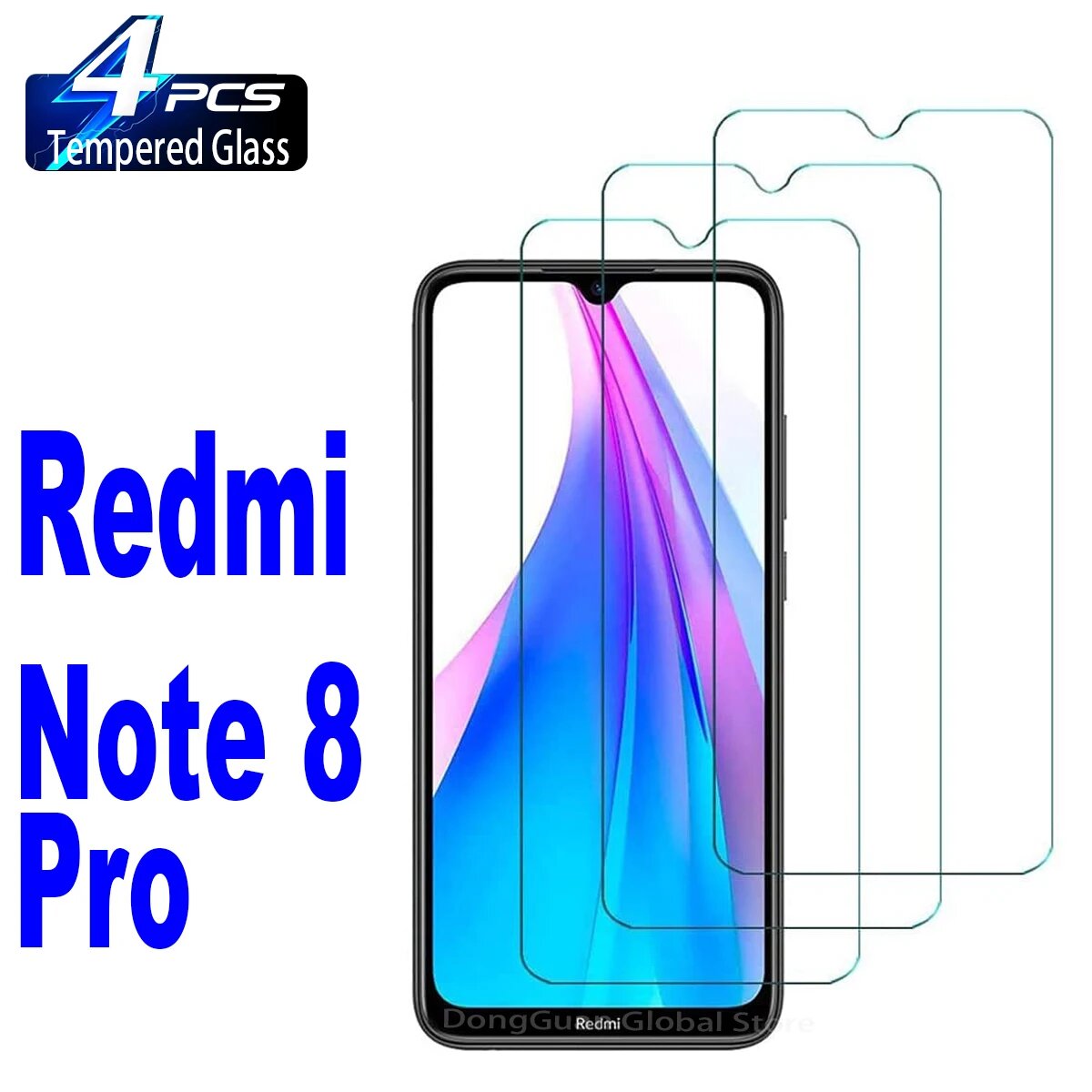 Защитное стекло 9H 2 шт. для Xiaomi Redmi Note 8 Pro