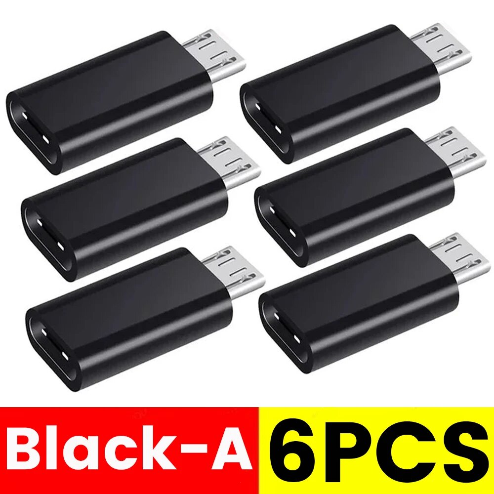 6 шт. переходник Micro USB Type-A Black
