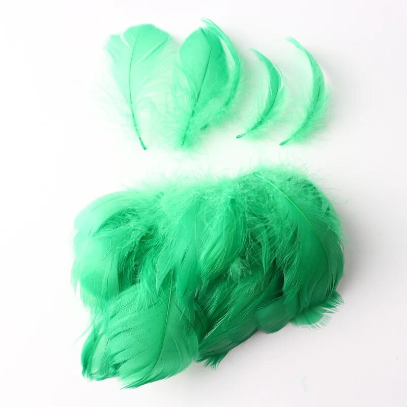 Натуральные плавающие перья для рукоделия Изумрудный, Grass green100pcs