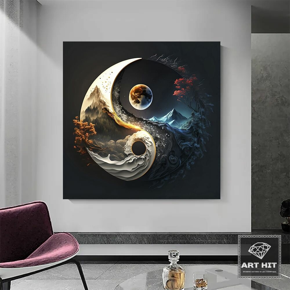 Картина "Инь Янь" ВсеКартины. Тут, на подрамнике, хлопок, дерево