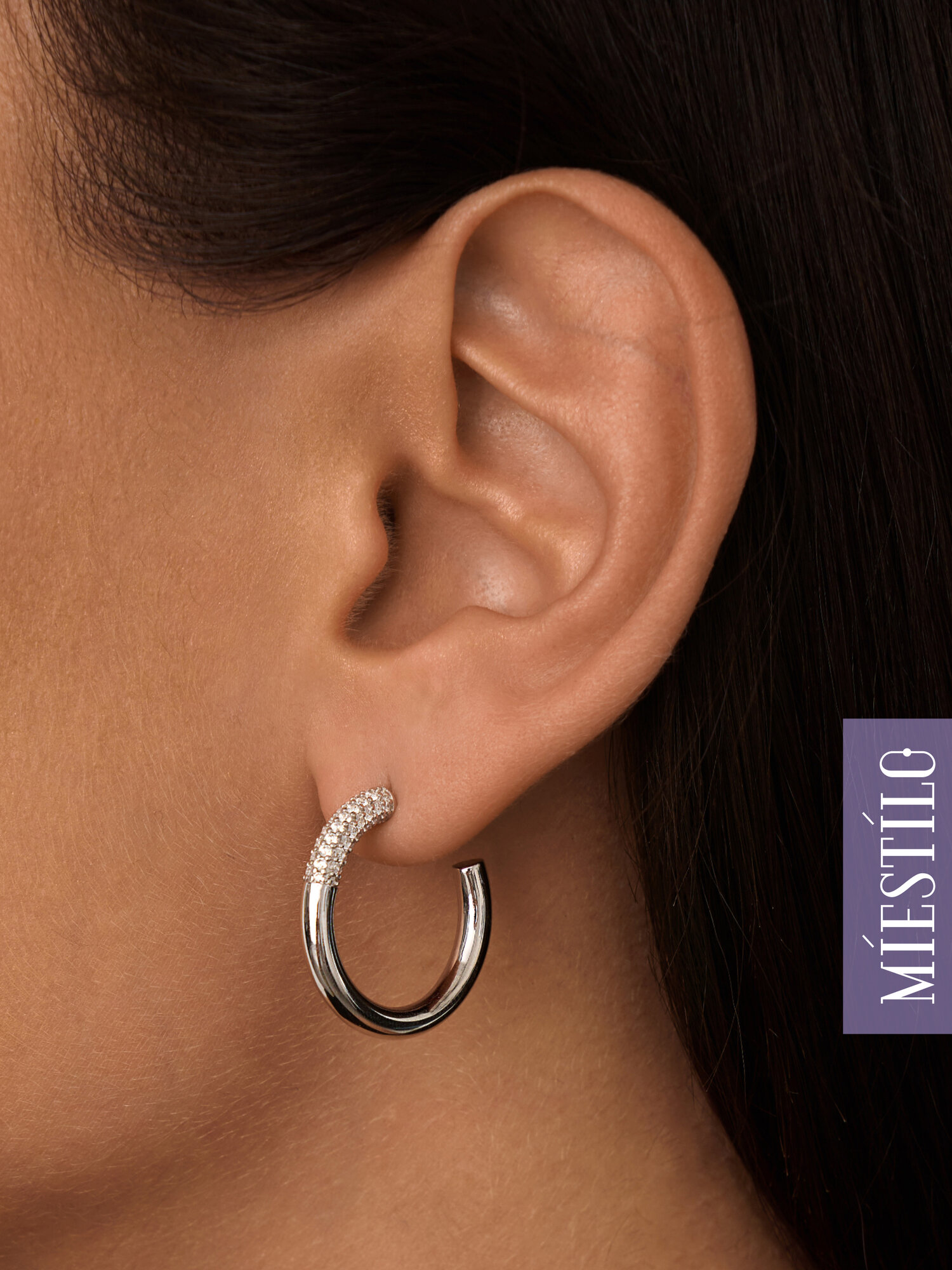 Серьги пусеты, серебро, 925 проба, родирование, фианит