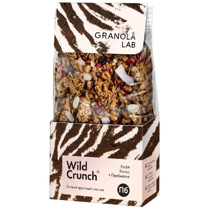 Гранола WILD CRUNCH Кофе, кокос+пребиотик /картон/ 260г