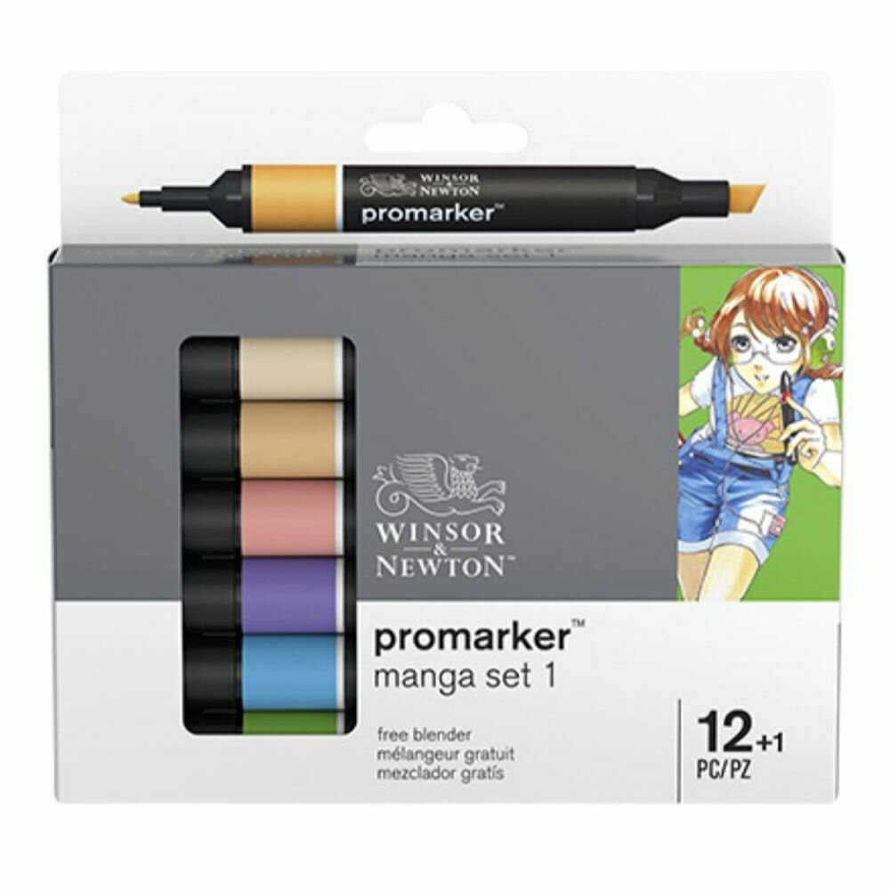 Маркер Winsor&Newton Набор маркеров "ProMarker" 12 штук (Двойные наконечники 1 мм, 6 мм) , дизайн, чертежа