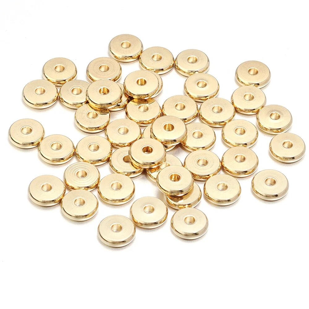 SAUVOO Плоские круглые бусины из нержавеющей стали 6x2mm, Gold 20pcs