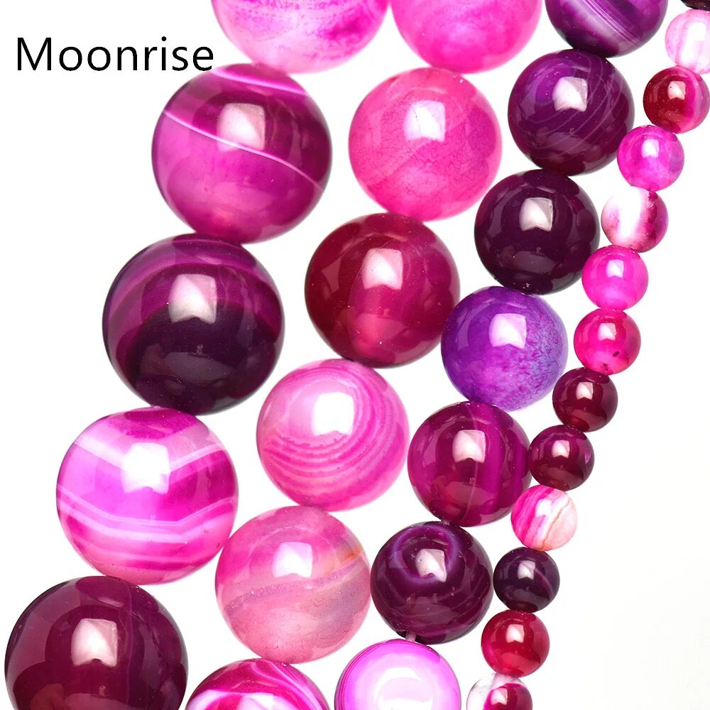 Бусины из розового агата для рукоделия moonrise 4-12 мм 8mm x 48Pcs