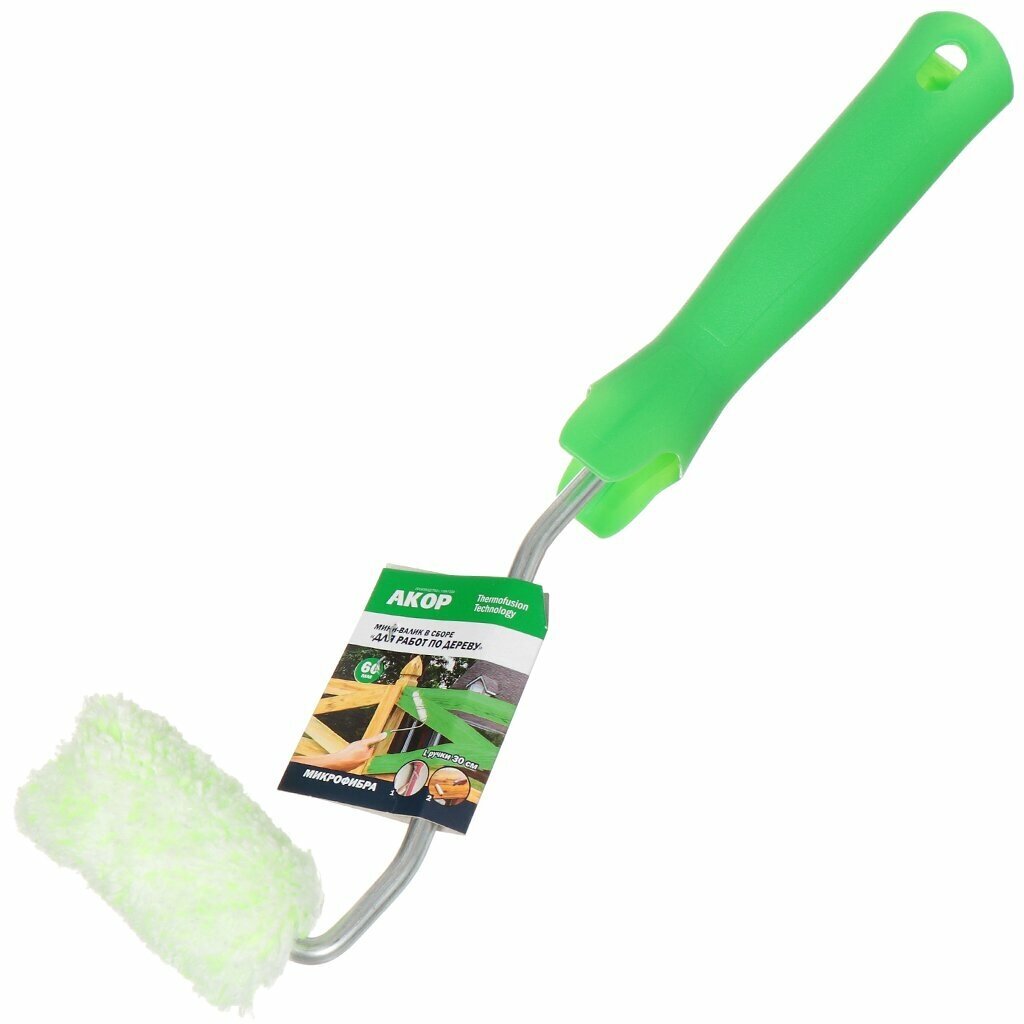 Валик малярный Акор "Мини", микрофибра, с бюгелем, диаметр 60мм, длина 300мм