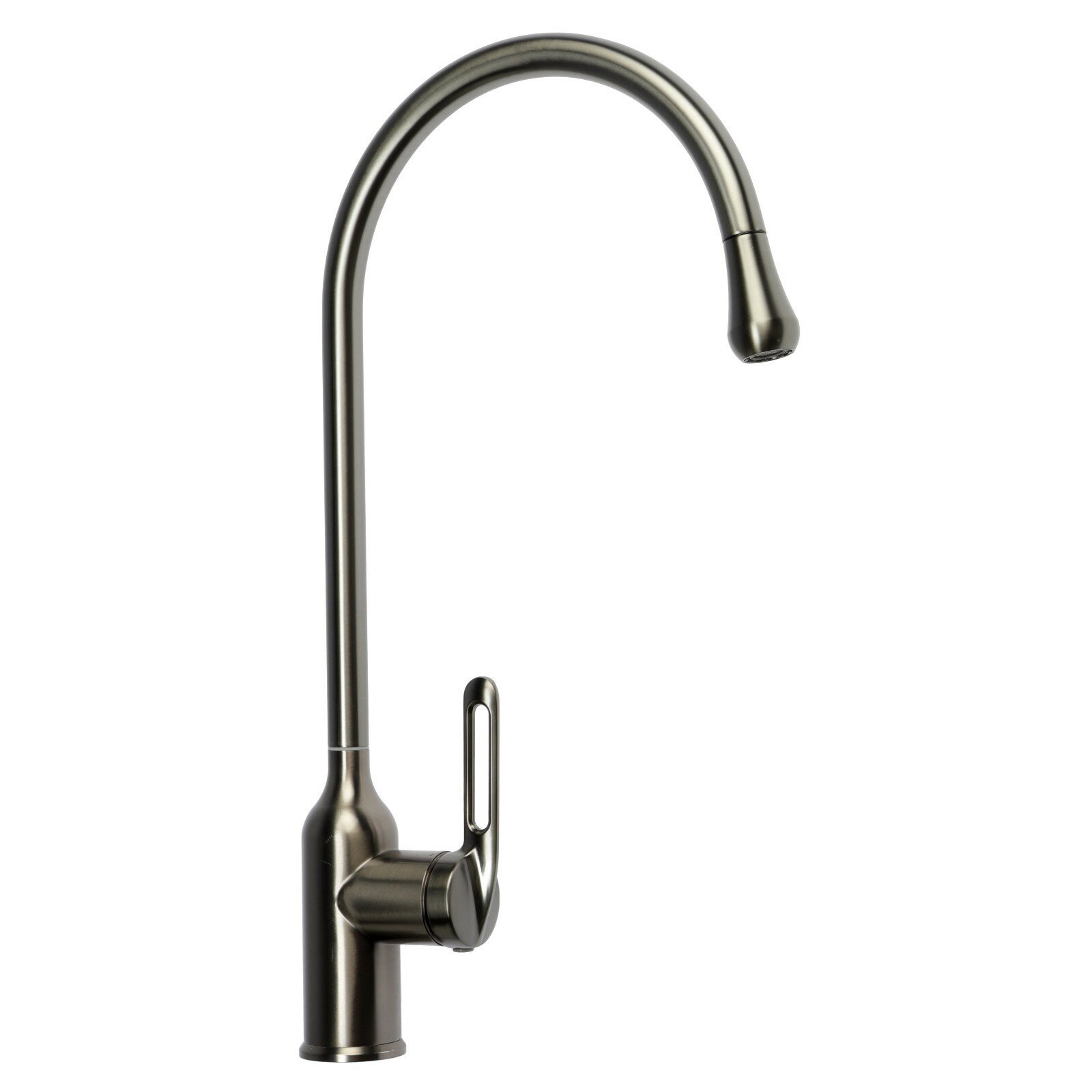 Смеситель для кухни ZEIN Z3742, "капелька", однорычажный, высота излива 26 см, графит, 9932050