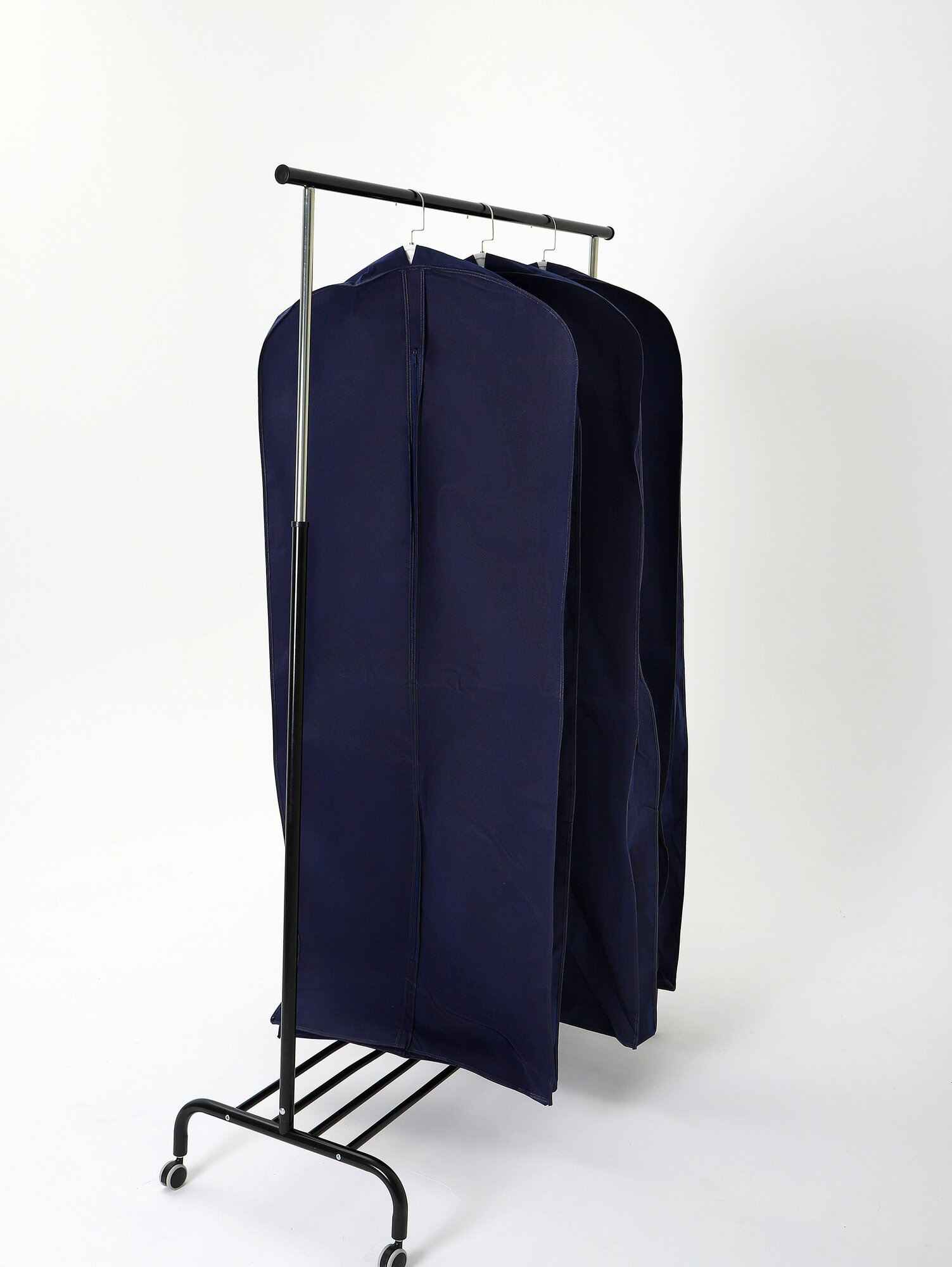 Чехол для одежды 150*60 см на молнии спанбонд синий набор 3 штуки