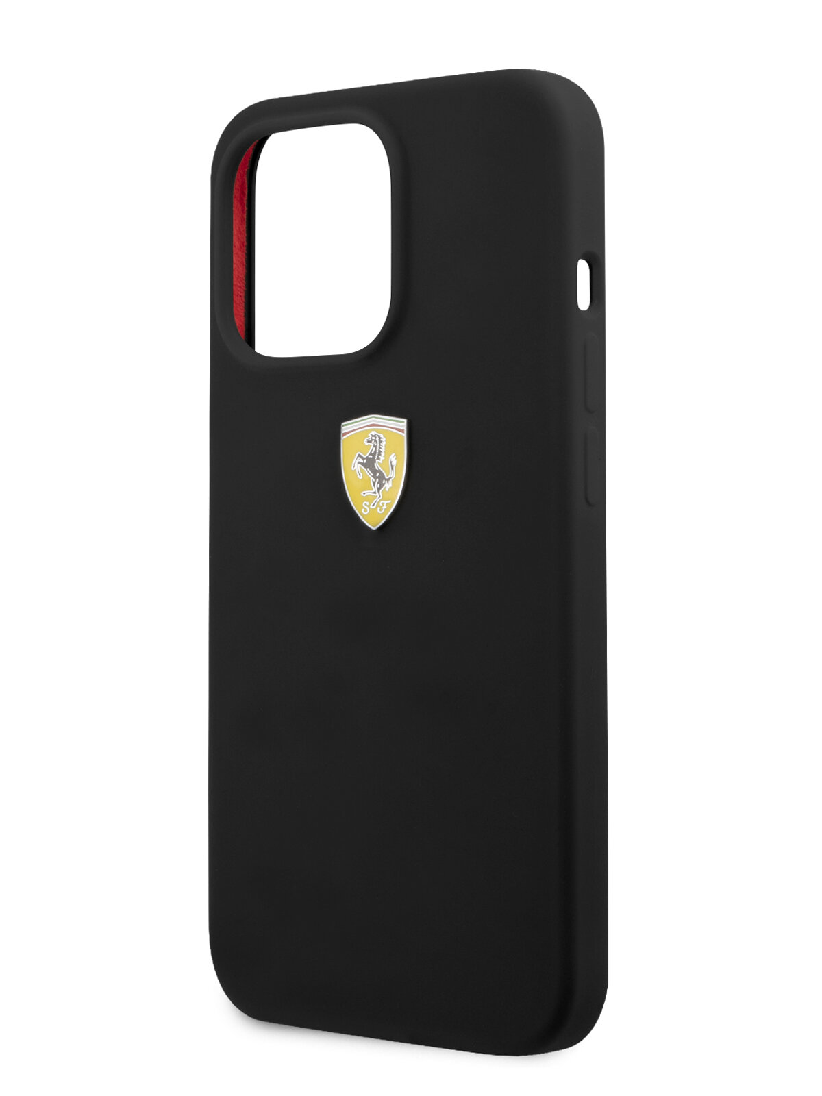 Ferrari для iPhone 13 Pro чехол Liquid silicone with metal logo Hard Black (MagSafe)
