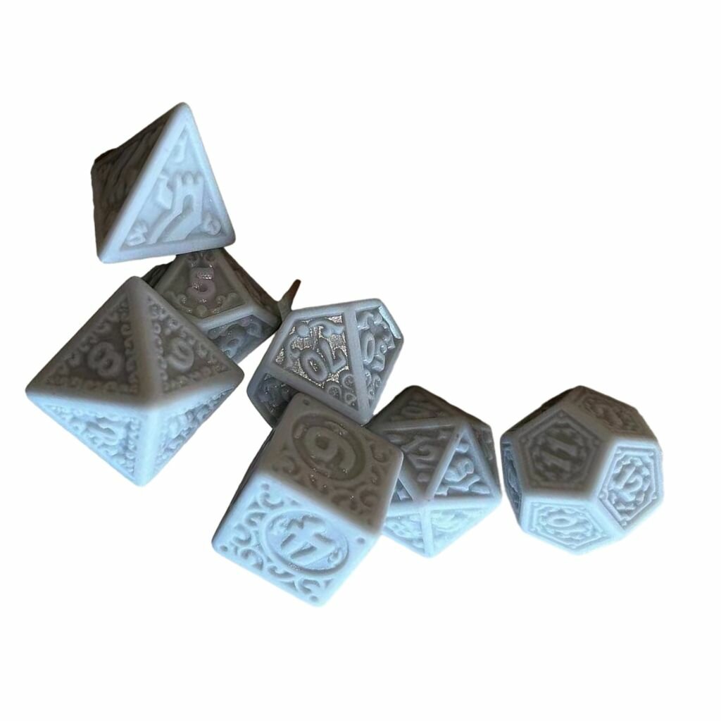 Набор из 7 полиэдрических костей DND для настольных игр и аксессуаров Dungeons and Dragons, Серый