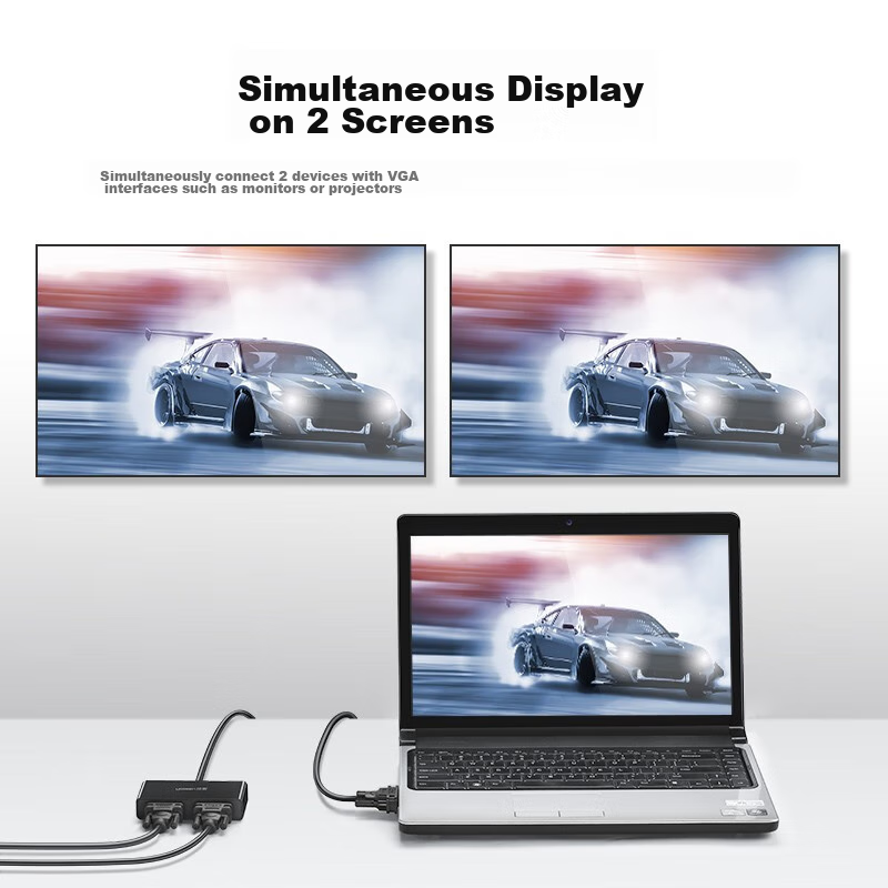 Lulian VGA Splitter, Laptop And Desktop Computer to Monitor And Projector, HD Video Converter, One-In Screen Mirroring Device, 1-To Splitter 40254