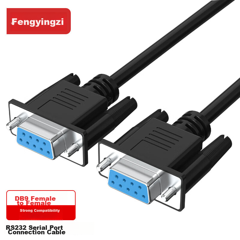 Fengyingzi RS232 Serial Port Female to Female Cable, DB9(Female)/DB9(Female), COM Cable, Female to Female Extension Cord, Straight-Through Cable, Black, 3 Meters, FYZ-WK70C