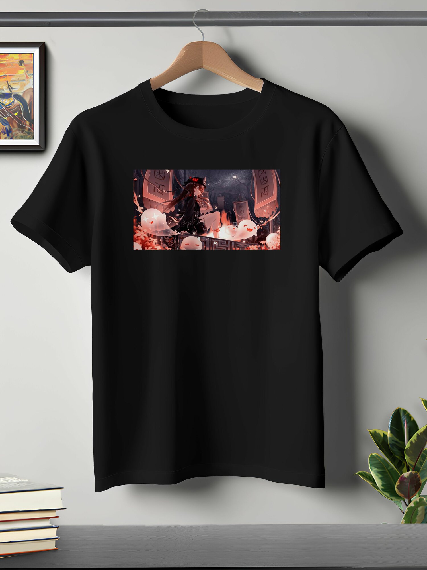 Футболка ONEQ унисекс 68-70 (6XL) размер с принтом Genshin Impact, черная