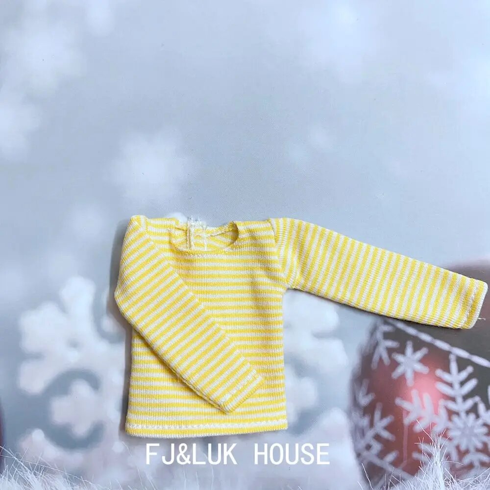 Хлопковая футболка FJ&LUK HOUSE для куклы Blyth Желтый, 7