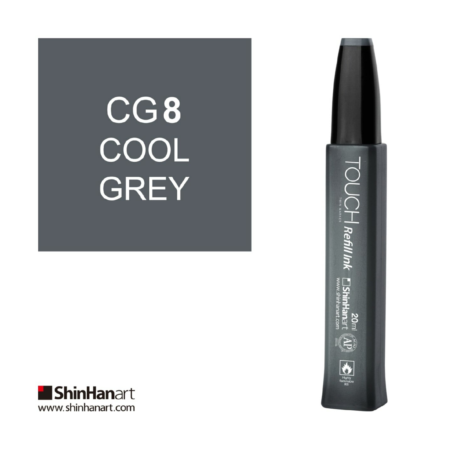 Чернила спиртовые ShinHan TOUCH для маркеров 20мл CG8 Серый холодный