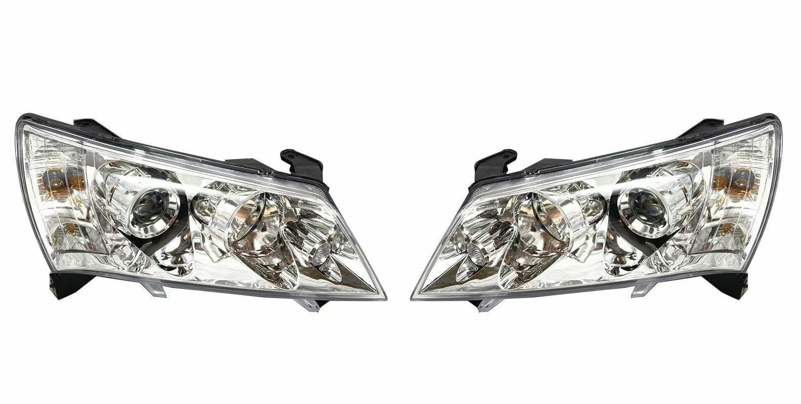 Фара Geely Emgrand EC 7 (2009-2016) седан хром с ручным корректором, комплект левая + правая 2 шт, абсолютно новый заводской качественный погодоустойчивый пластик