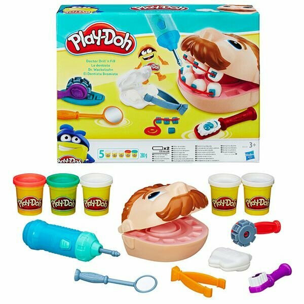 Пластилин Play Doh набор для творчества детский. Тесто для лепки. Набор стоматолога Мистер Зубастик
