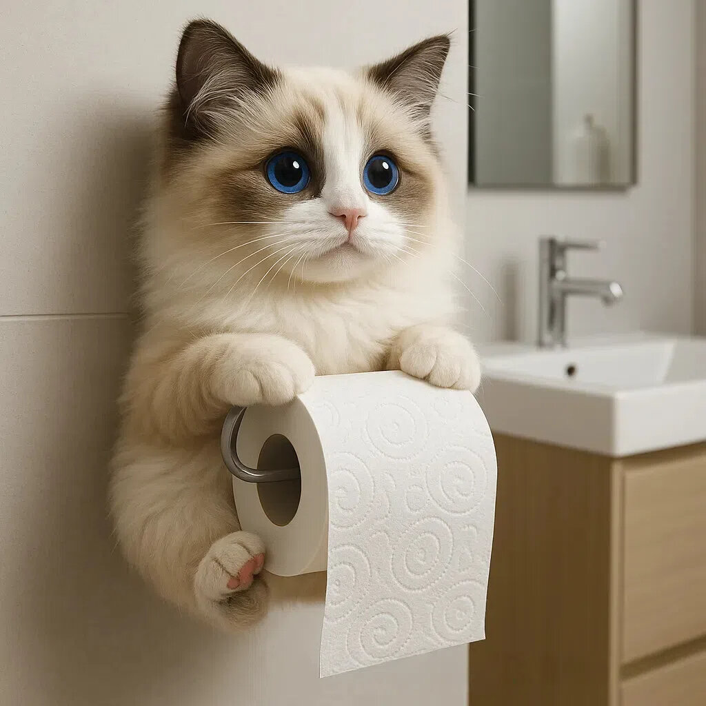 Держатель для туалетной бумаги в виде кошки Ragdoll, настенный, рулон туалетной бумаги