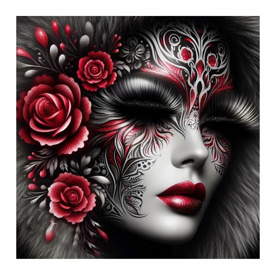 Алмазная картина "Абстрактная женщина" алмазная огранка 40х40 см,40X40CM, белый