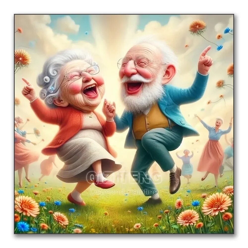 Алмазная живопись "Портрет бабушки и дедушки", полный набор