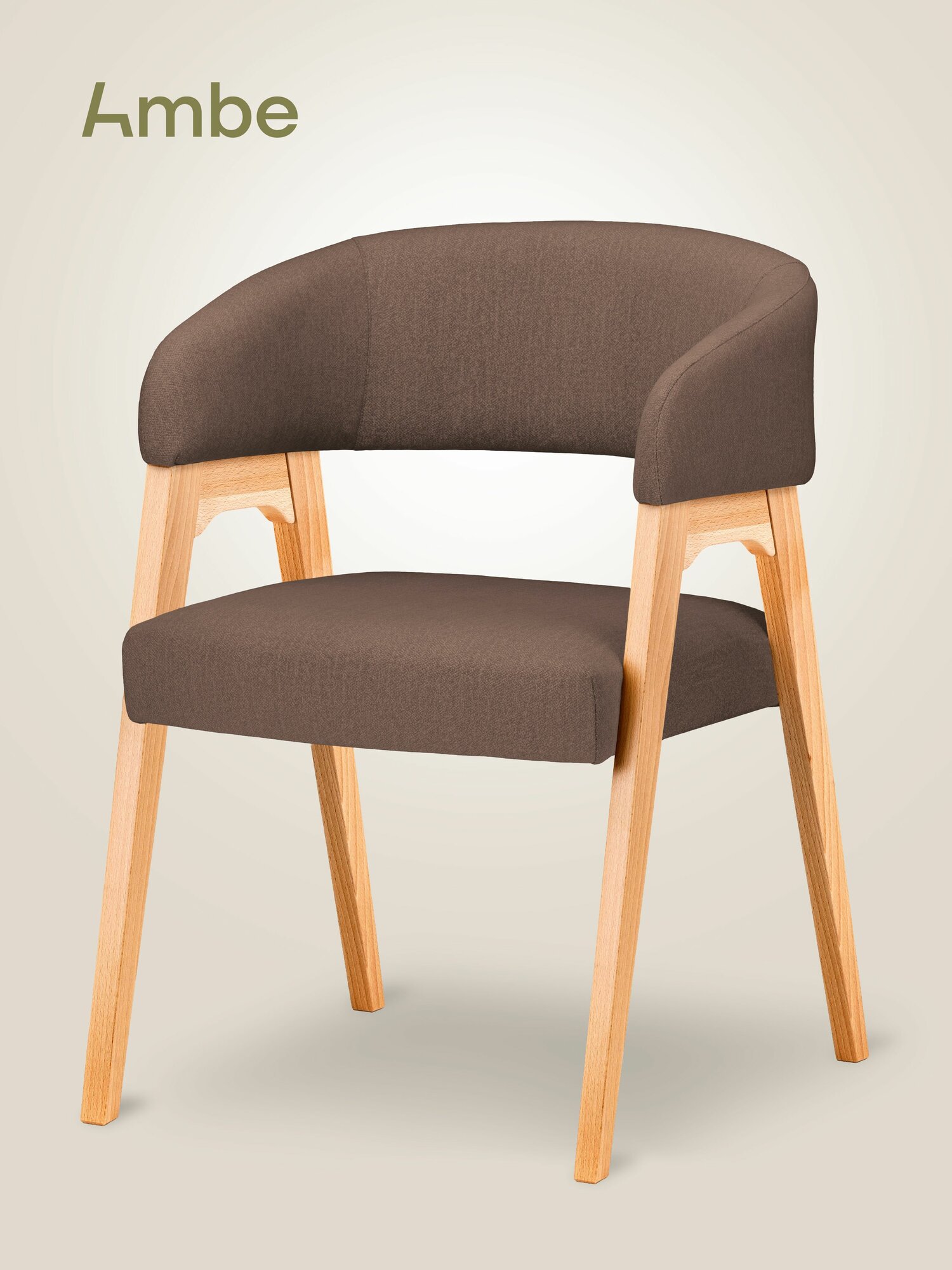 Стул для кухни Ambe Мэйтон, кресло из массива бука, Натуральный, Коричневый велюр
