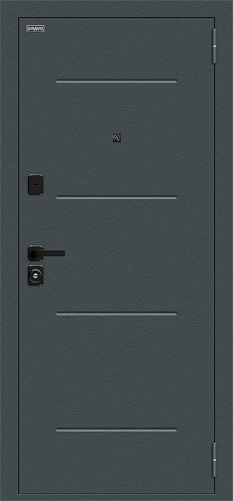 BRAVO Дверь входная 205*86 Bravo R Техно/SBlack, Старк антрацит/White Silk, Левое 205*86 Старк антрацит/White Silk