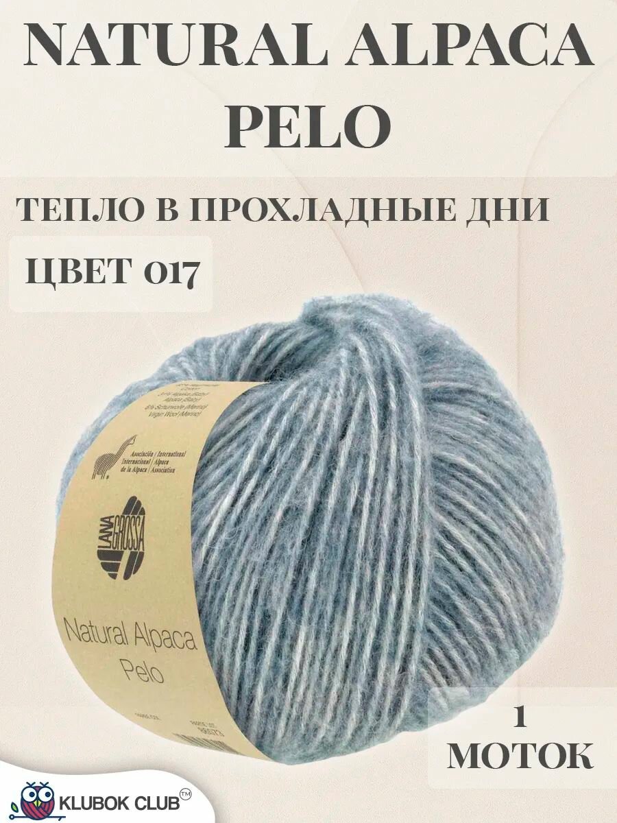 Пряжа для вязания Lana Grossa Natural Alpaca Pelo шнурок-трубочка, цвет 017, 1 моток
