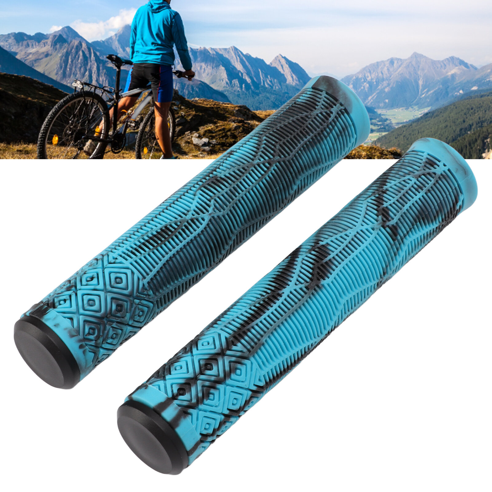 Велосипедная ручка MTB, 22,2 мм, резиновый чехол на руль из ТПЭ, мягкая противоскользящая ручка с замком EndBlue, черный