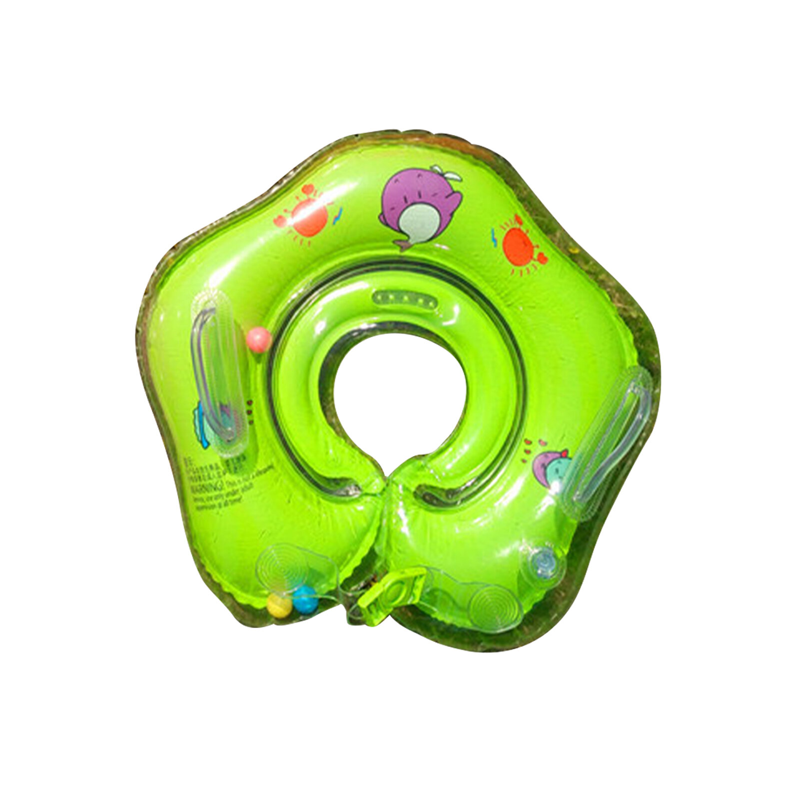 Детский плавательный круг из прозрачного двухслойного ПВХ с защитой от протекания и безопасной ручкой, для домашнего использования и для купания в помещении, зеленый.